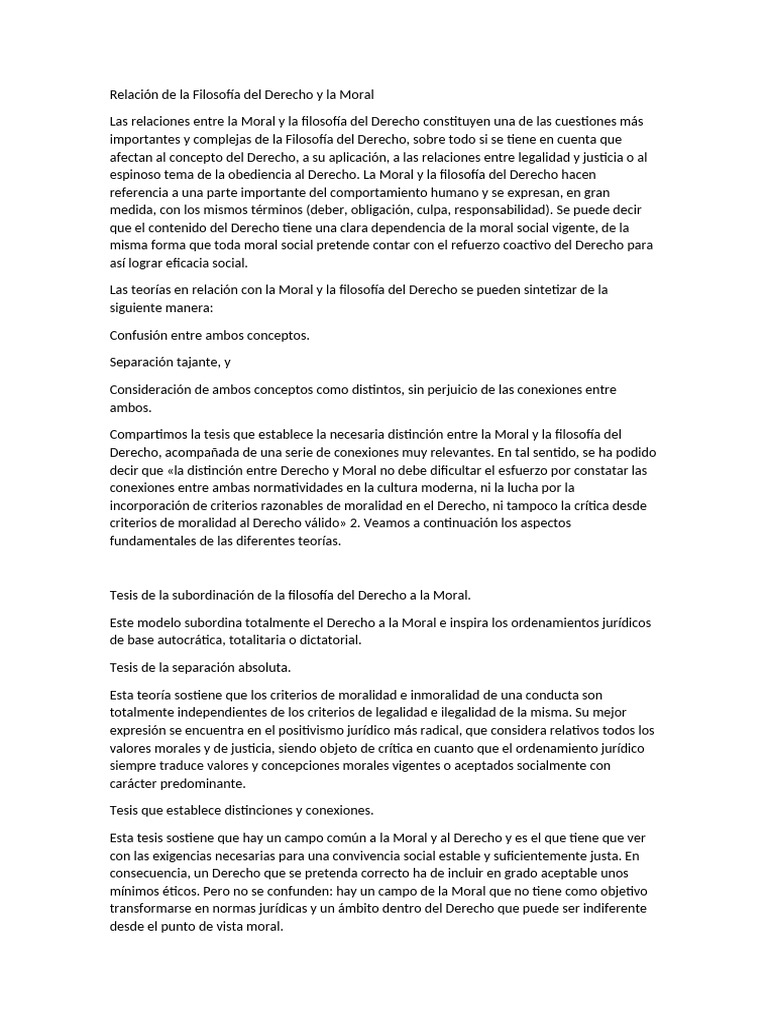 Relación de la Filosofía del Derecho y la Moral | PDF | Moralidad | Autonomía