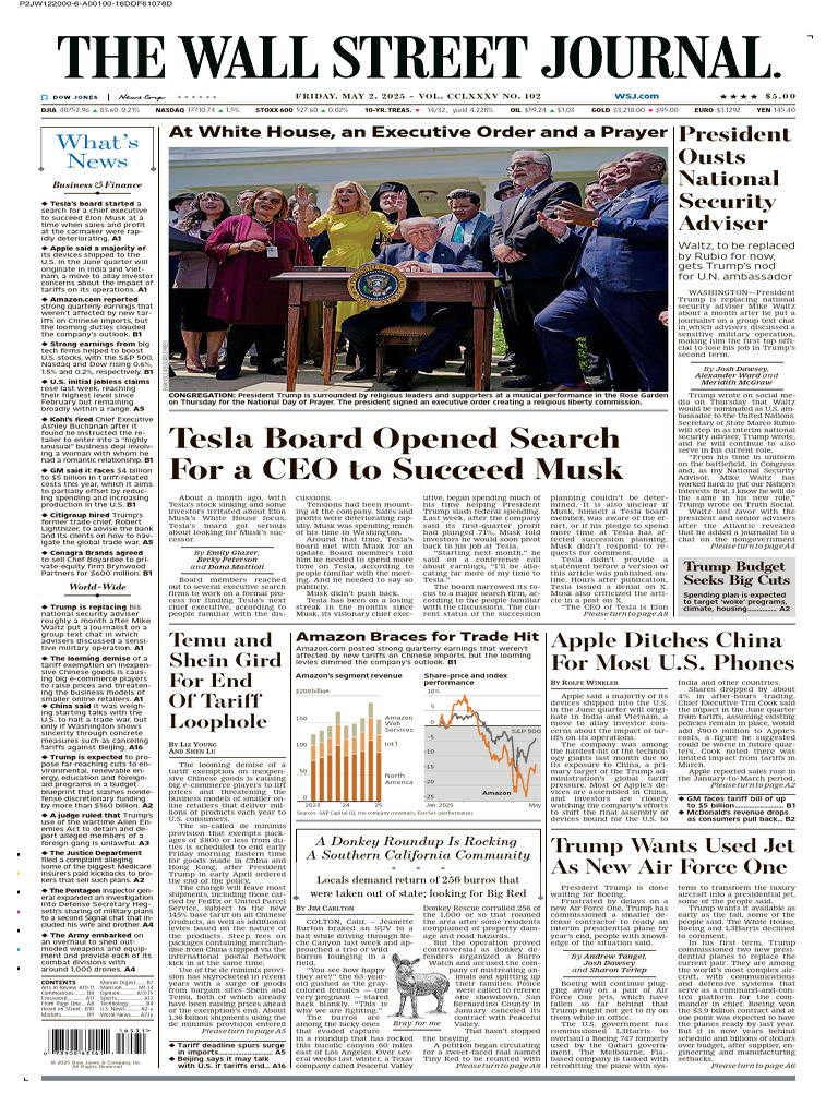 WSJ Fri | PDF | Elon Musk | Donald Trump