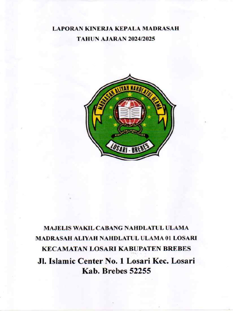 Laporan Kinerja Kepala Madrasah Tahun 2024 202520250228 - 11142209 | PDF