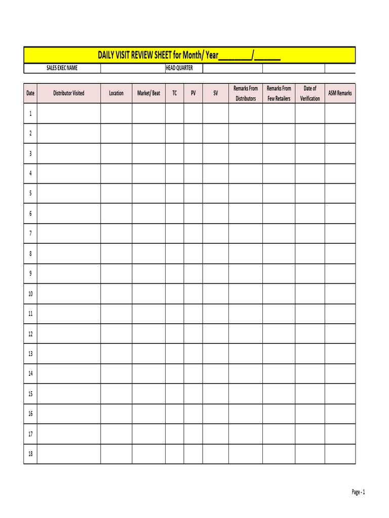 Sr Daily Review Sheet Pdf