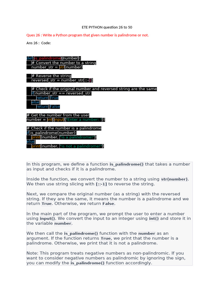 ETE PYTHON Question 26 to 50 | PDF | Parameter (Computer Programming) | Filename