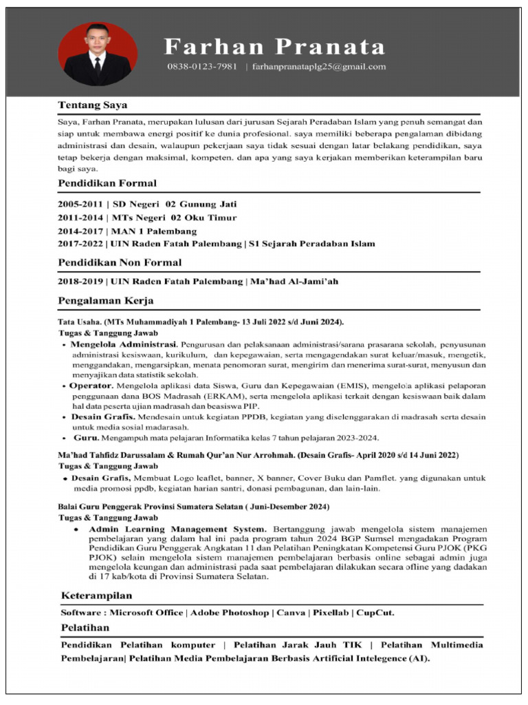CV Farhan Pranata 2025 | PDF
