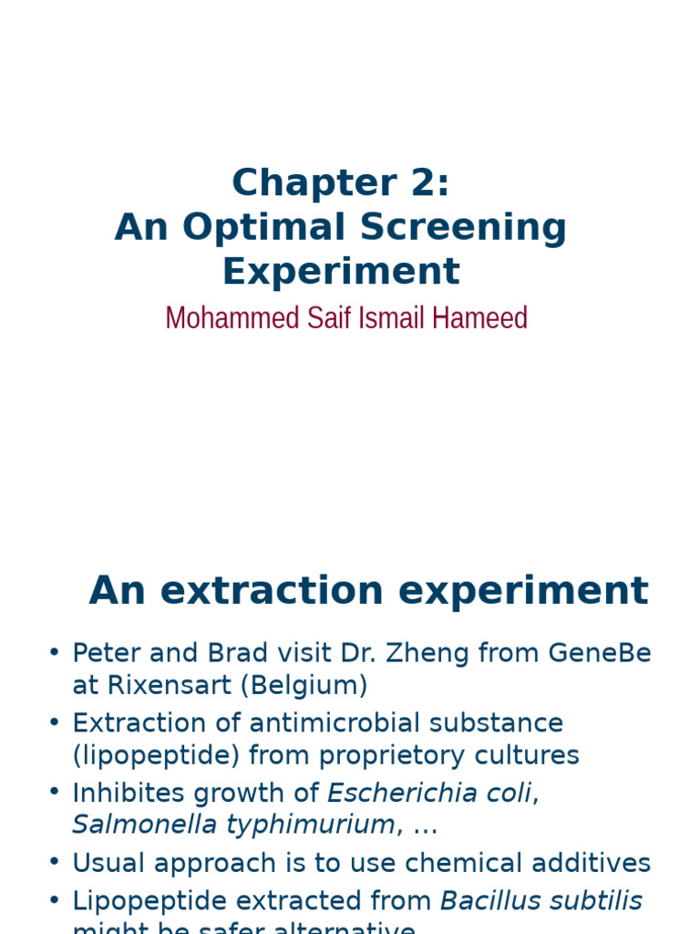 Chapters 2 and 3 Screening Experiment Version Iupfood - MS | PDF ...