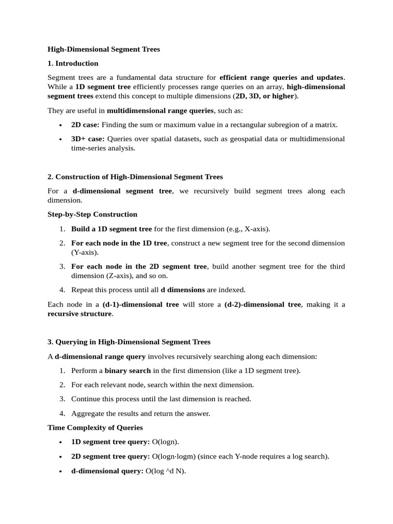 High Dimensional Segment Trees | PDF | Dimension | Applied Mathematics