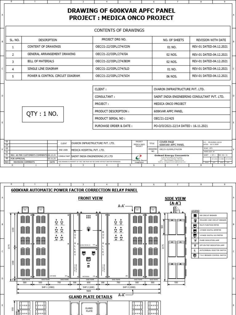 600KVAR APFC Panel Drawing | PDF | Alternating Current | Insulator ...