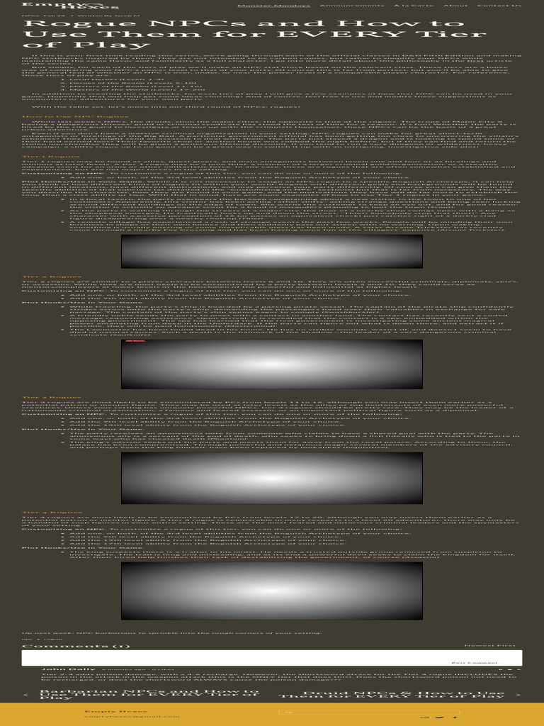 Rogue NPCs and How To Use Them For EVERY Tier of Play - Empty Hexes 5e ...