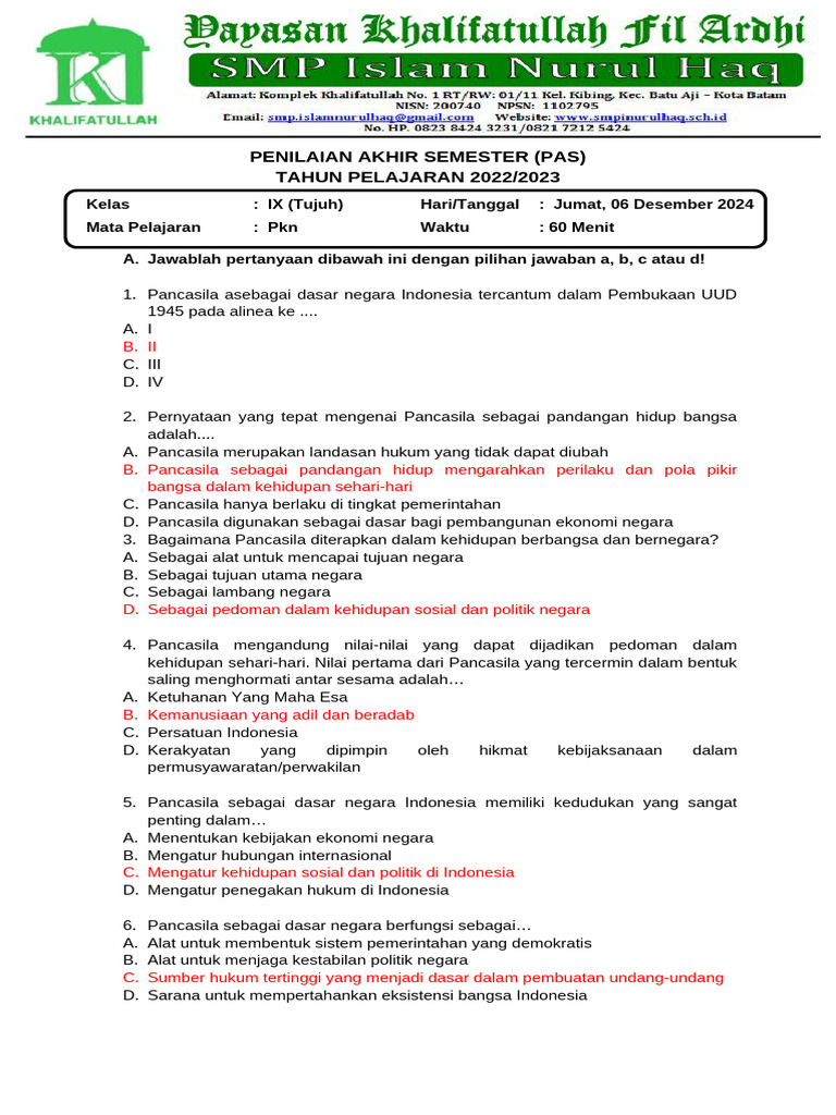 UJIAN UAS Kls 3 2024 Soal+jawaban | PDF