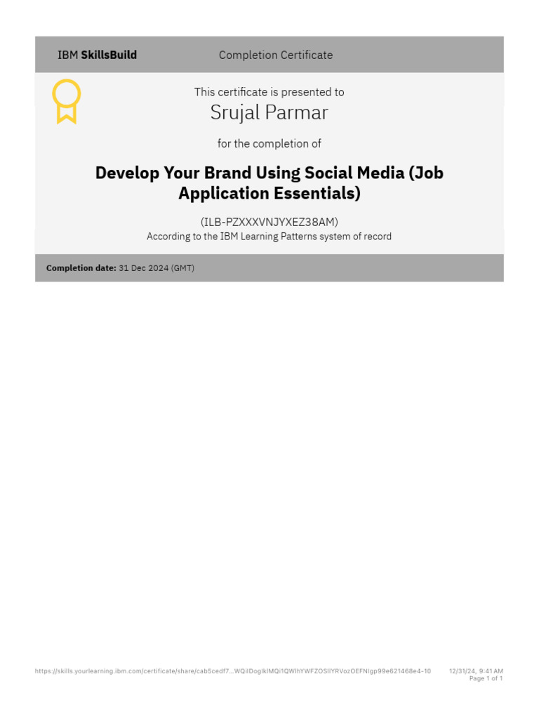 Completion Certificate - SkillsBuild | PDF