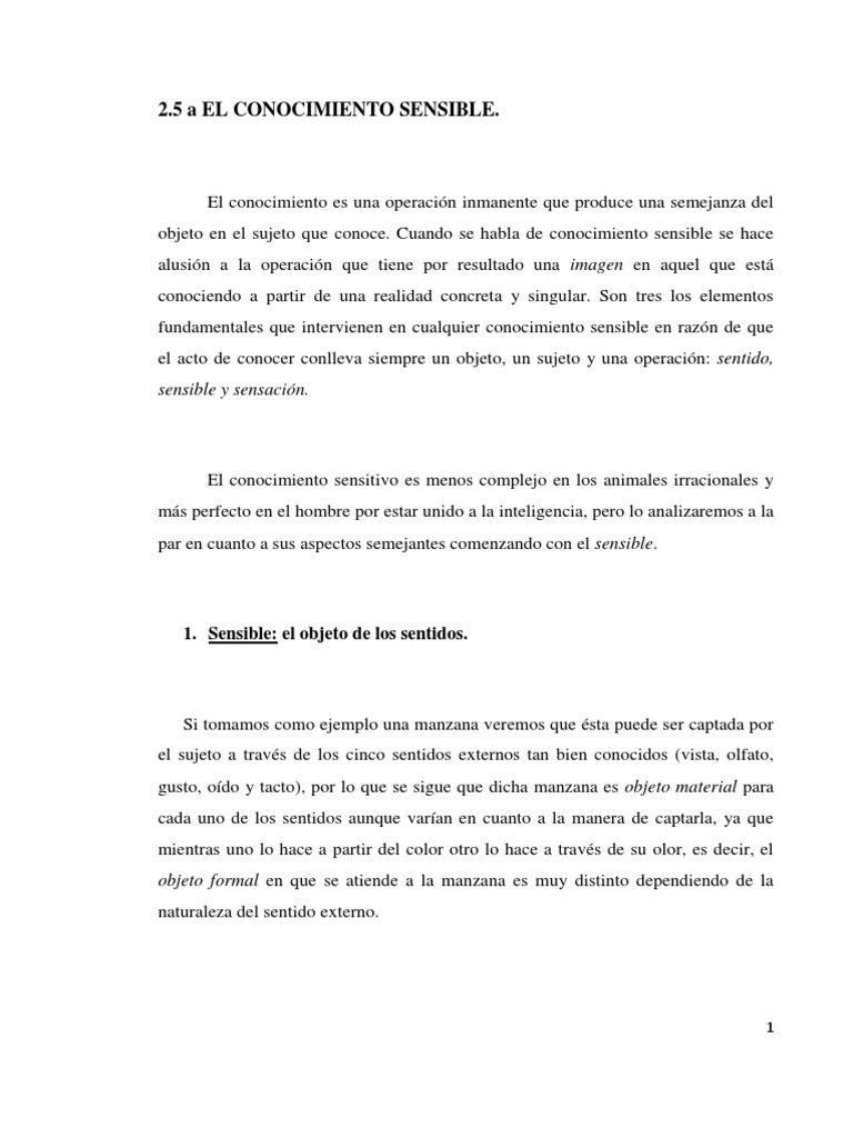El Conocimiento Sensible | PDF | Conocimiento | Epistemología