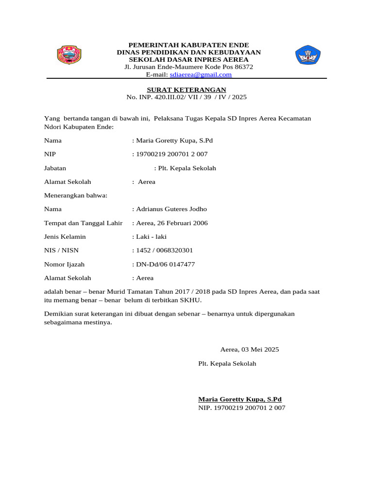 SURAT KETERANGAN SKHU | PDF