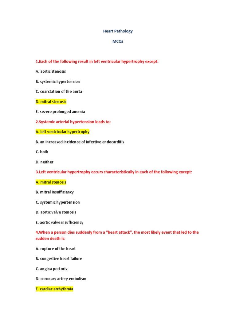 Heart Mcqs | PDF | Congenital Heart Defect | Heart