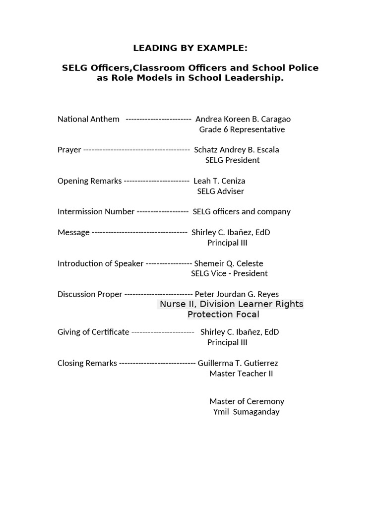 Program Leading by Example | PDF
