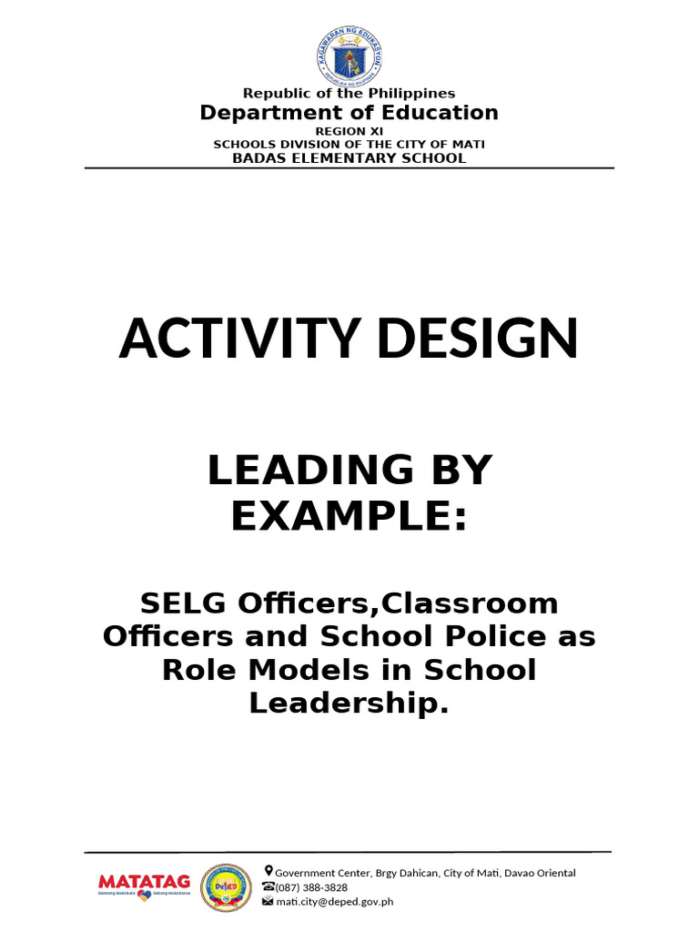 Activity Design - Leading by Example Selg | PDF | Cognition ...