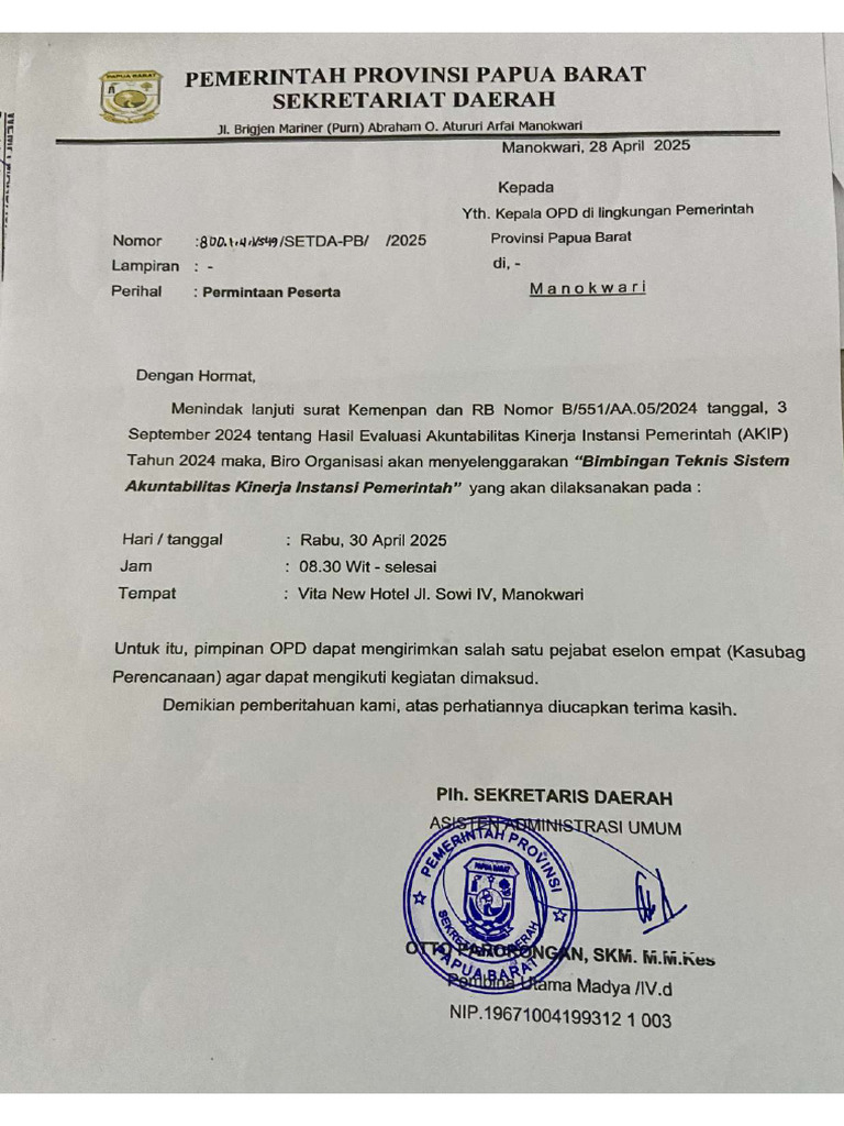 Surat Bimtek 2025 | PDF