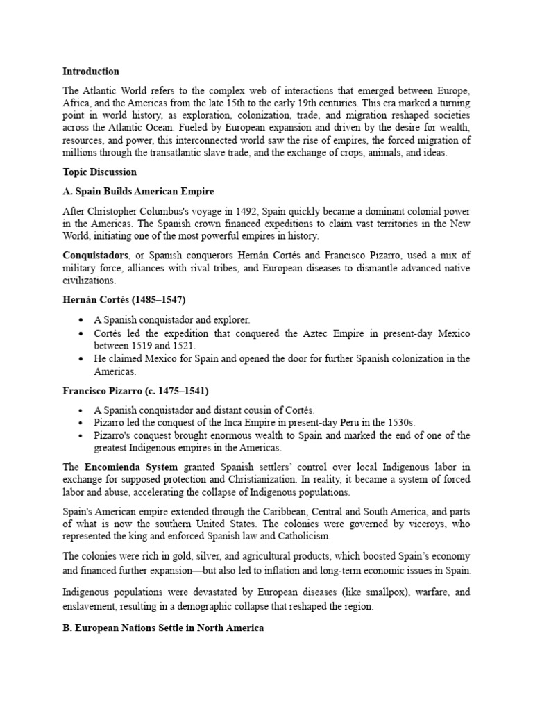 The Atlantic World: Empires and Trade | PDF | Spanish Colonization Of ...