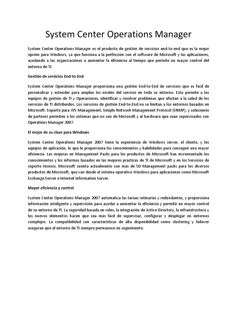 System Center Operations Manager | PDF | Microsoft | Microsoft Windows