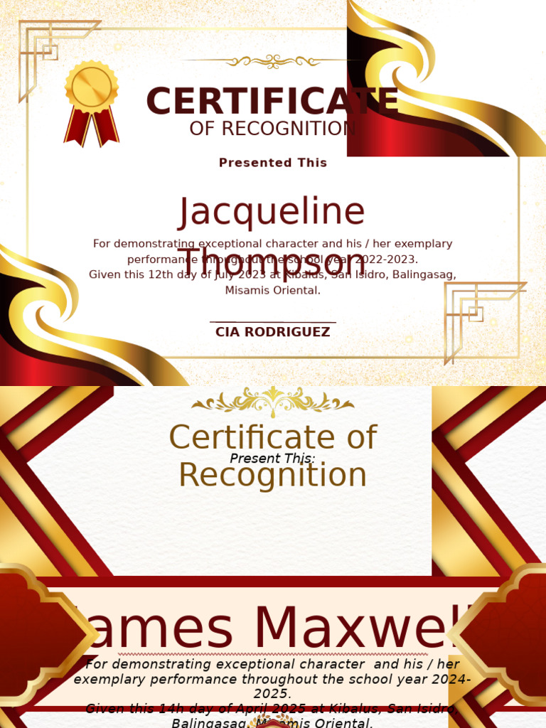 Red and Gold Elegant Achievement Certificate | PDF