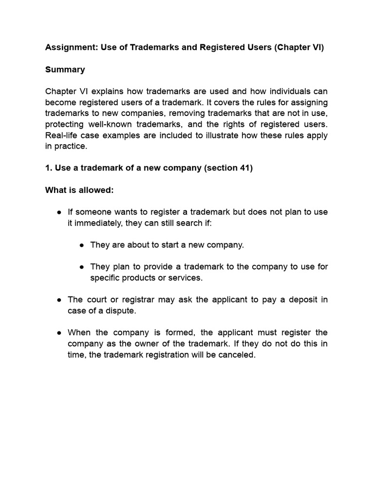 Assignment_ Use of Trademarks and Registered Users (Chapter VI) (1 ...