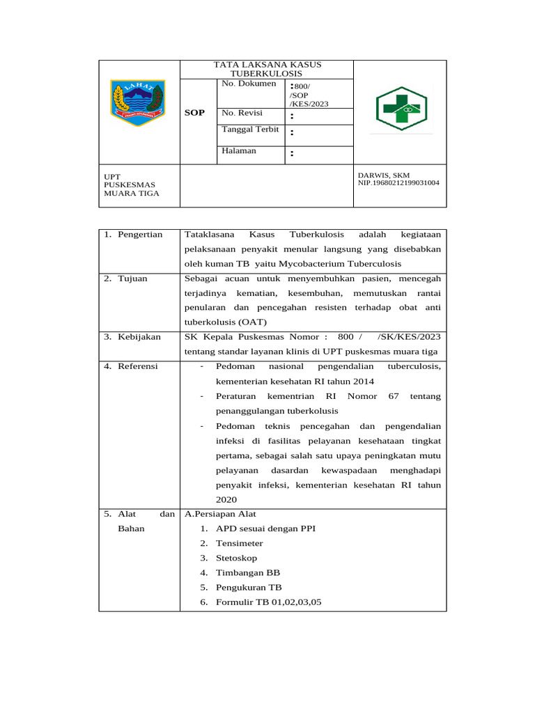 4.4.e Sop Tata Laksana TB Paru | PDF