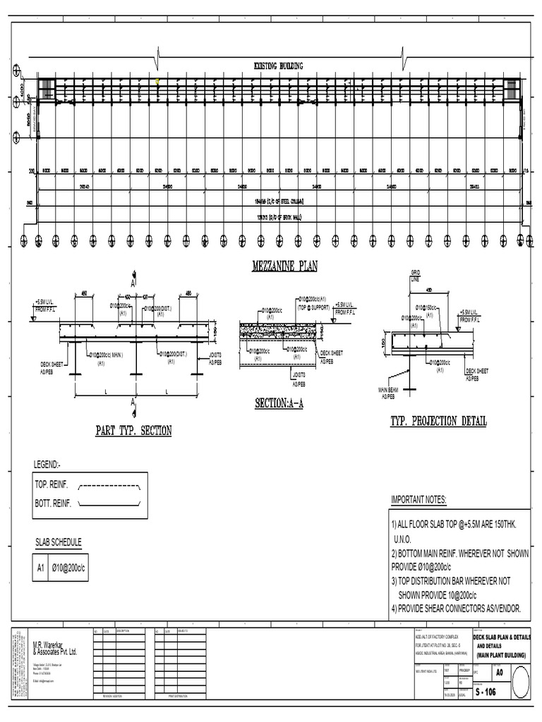 S - 106 DECK SLAB PLAN AND DETAILS (MAIN PLANT BUILDING) - Model | PDF