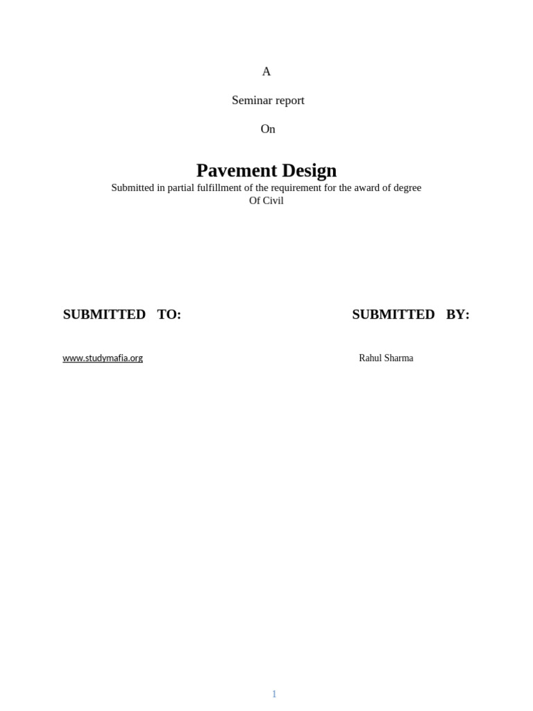 Civil Pavement Design Report | PDF | Road Surface | Concrete