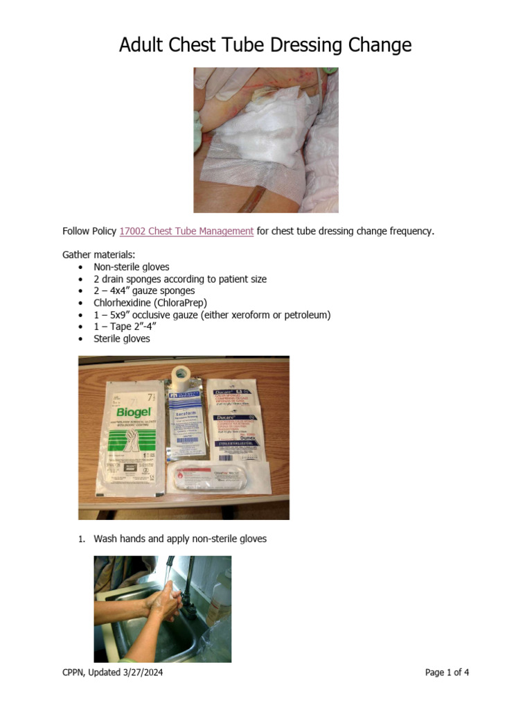 Adult Chest Tube Dressing Change | PDF