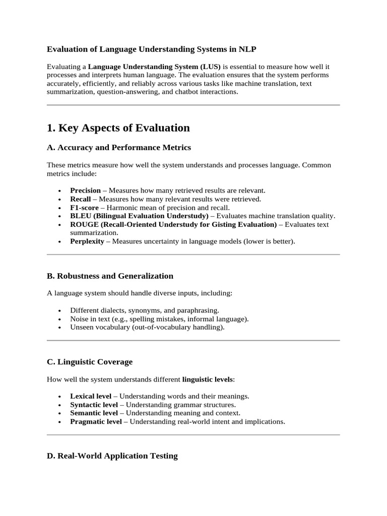 Evaluation of Language Understanding Systems in NLP | PDF | Semantics | Linguistics