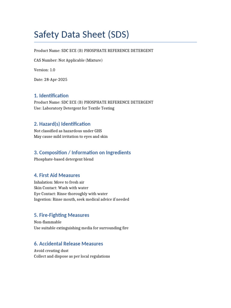 SDC ECE B Detergent SDS | PDF
