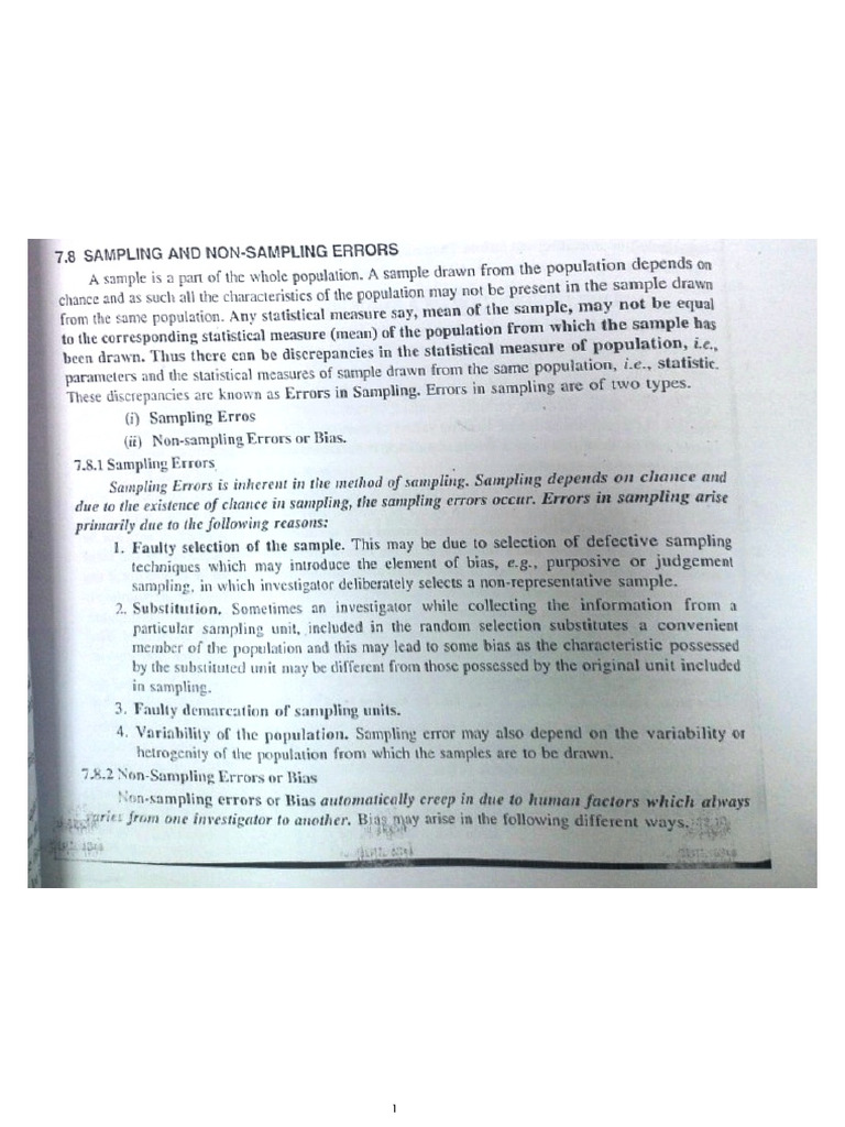 Sampling and Non - Sampling Errors | PDF