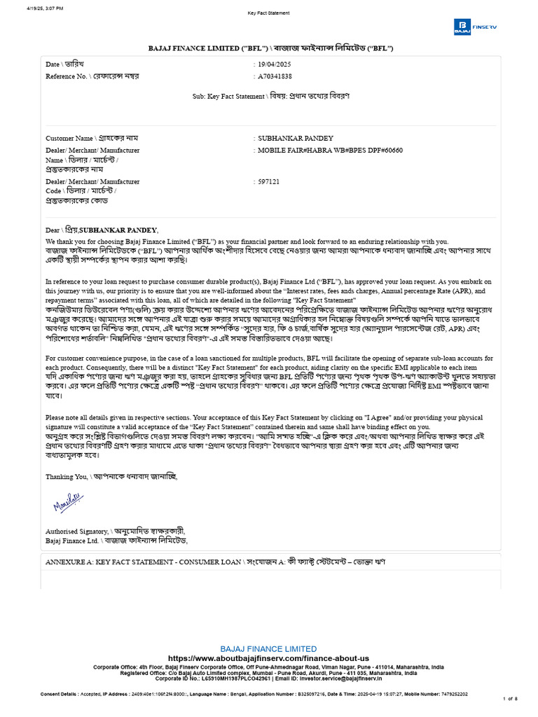 Key Fact Statement | PDF