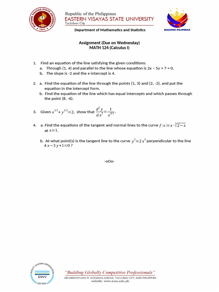 Assignment Calculus 1 | PDF