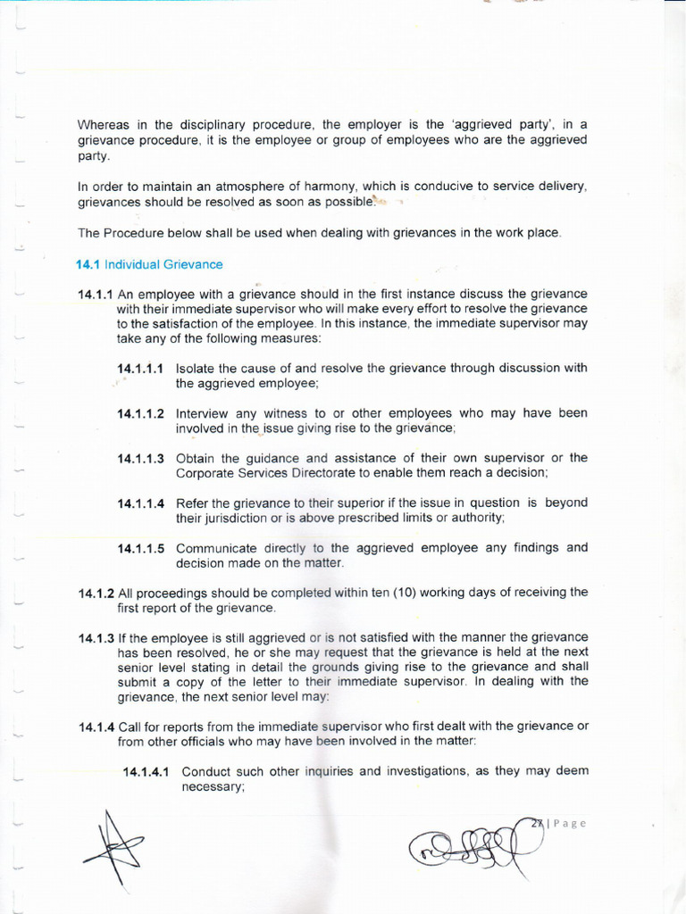 Disciplinary Code of Conduct and Grievance Procedure - Zma - 27-29 | PDF