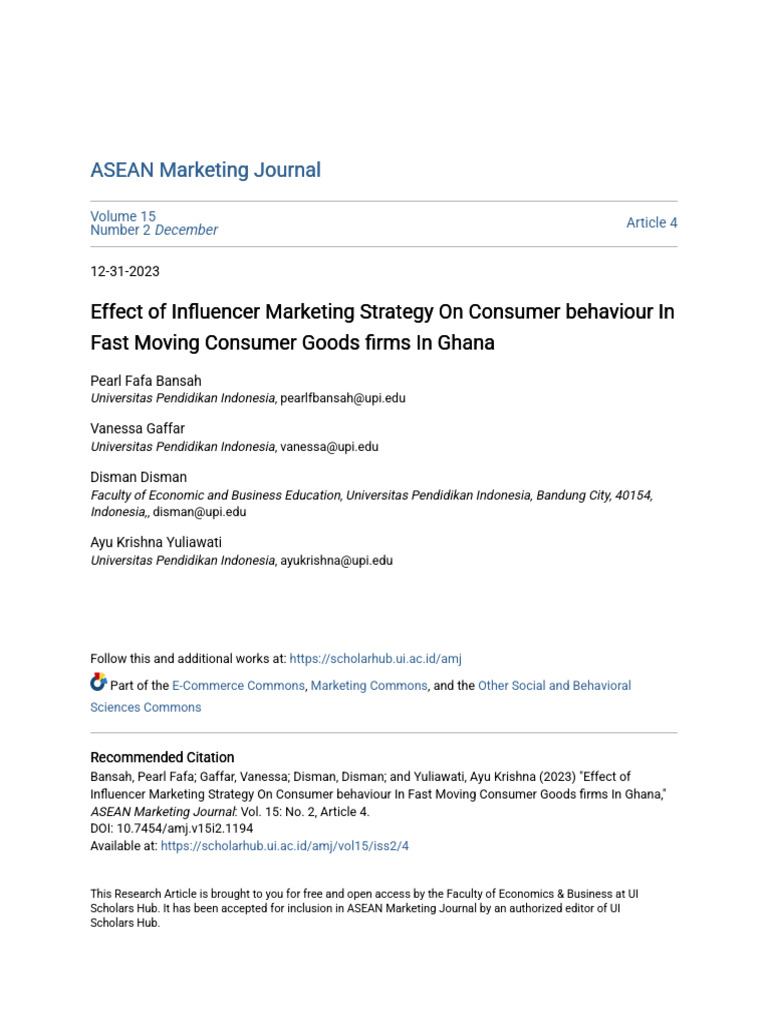 Influencer Marketing Strategy and Consumer Behaviour | PDF | Consumer Behaviour | Behavior