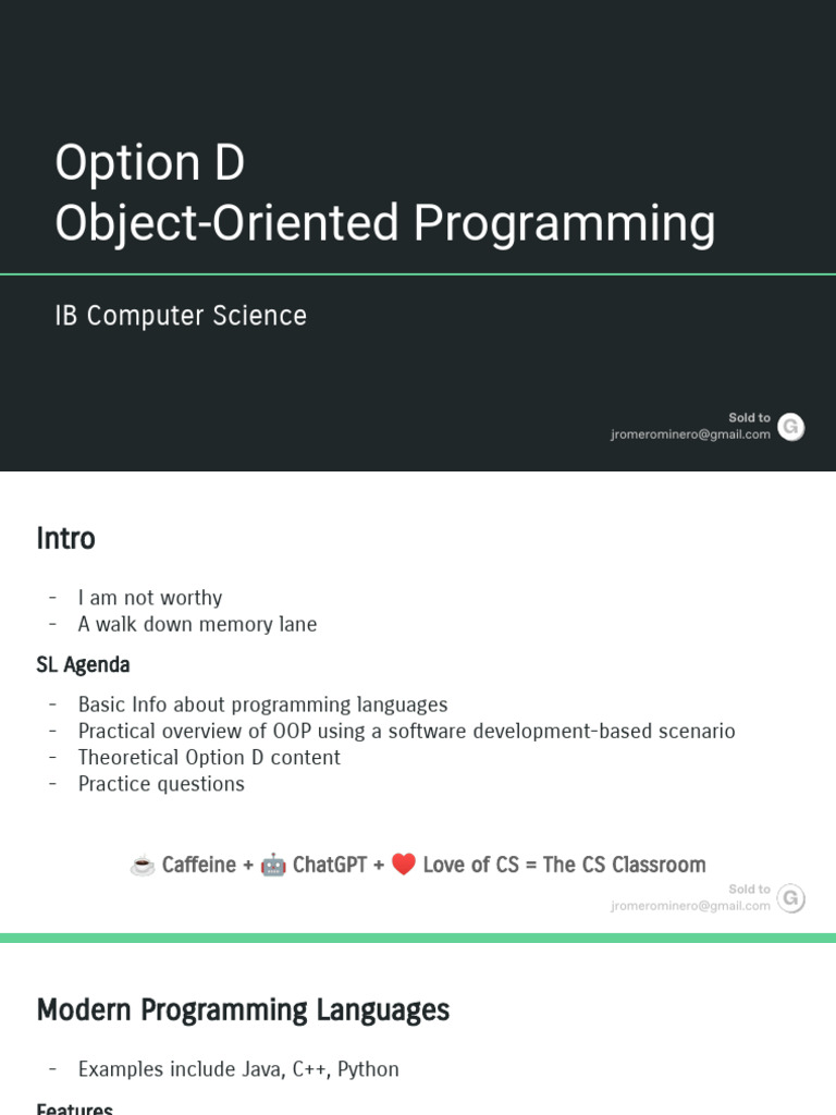 Option D - Object-Oriented Programming - Youtube | PDF | Method (Computer Programming ...