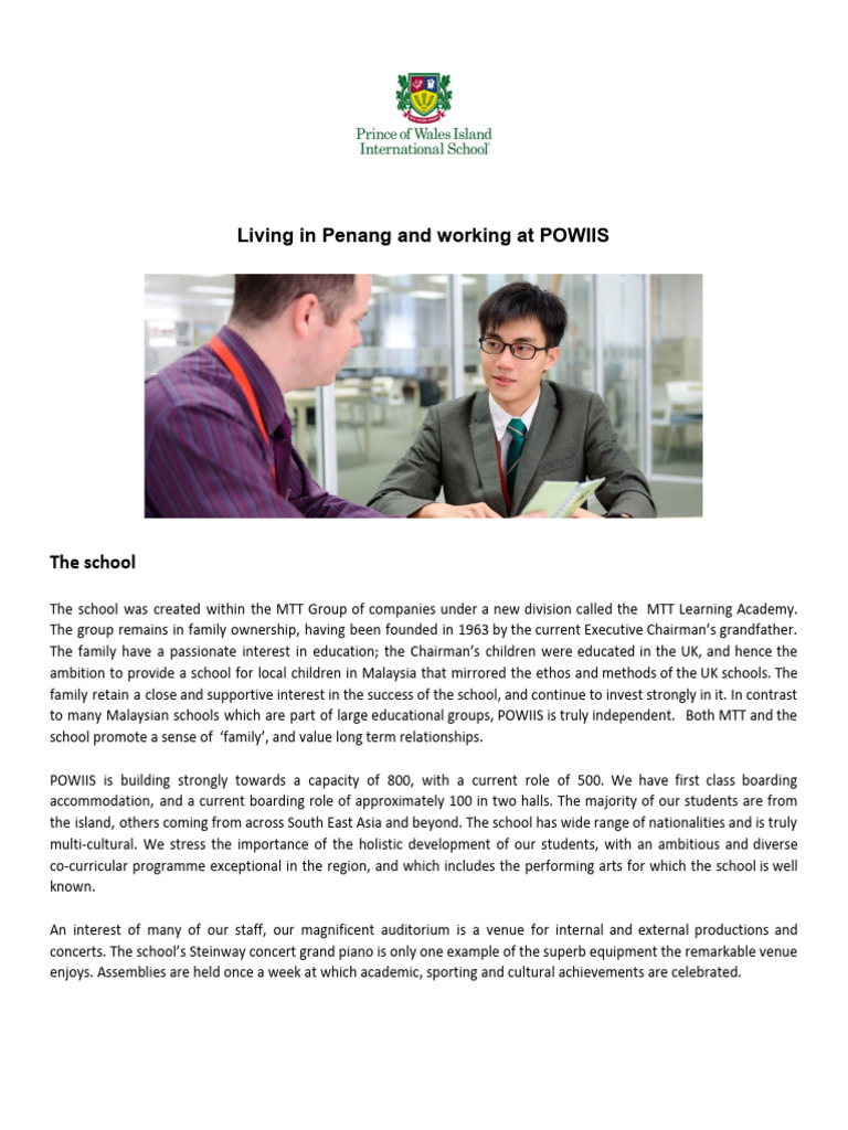 Living and Working at POWIIS Penang | PDF | Cost Of Living | Restaurants