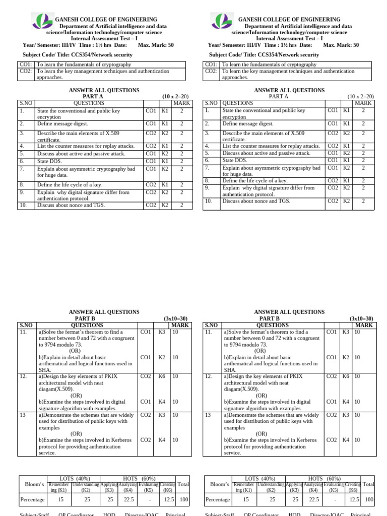 ai iat2 model question paper | PDF | Public Key Cryptography | Applied ...