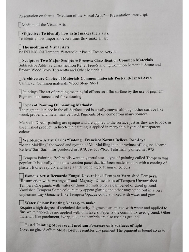 Medium of Visual Arts | PDF