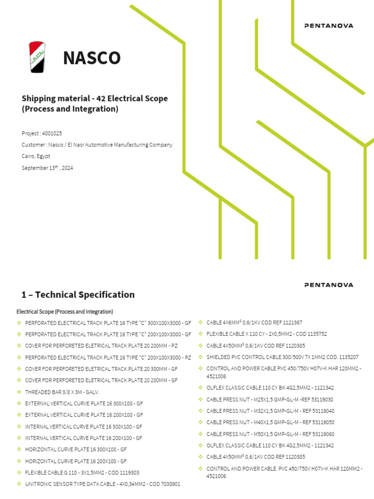 Shipping Material - 42 Electrical Scope (Process and Integration) | PDF ...