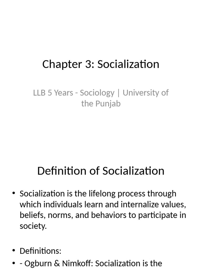 Chapter3 Socialization PU LLB | PDF