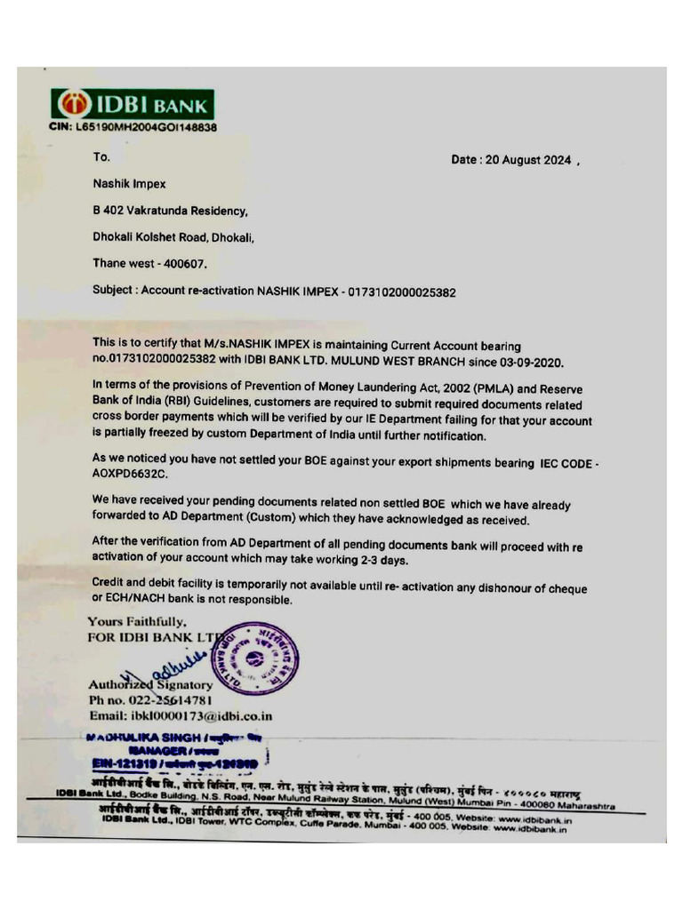 Idbi Letter | PDF