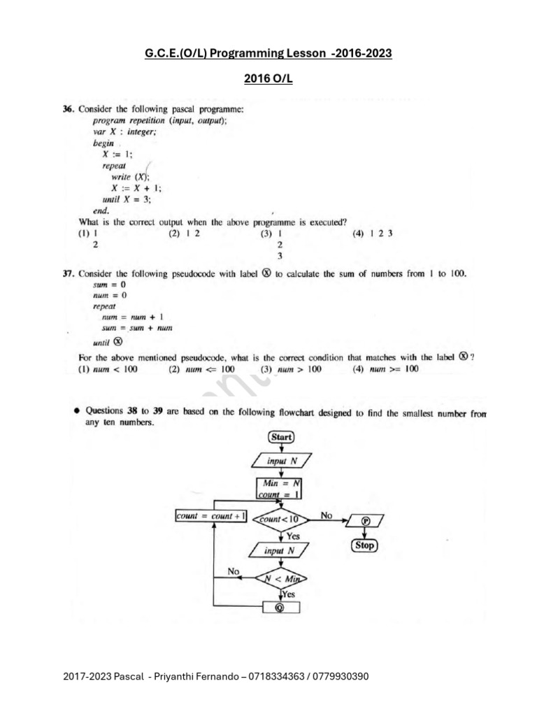 2016-2023 Programming With Pascal - ICT Priyanthi Fernando | PDF