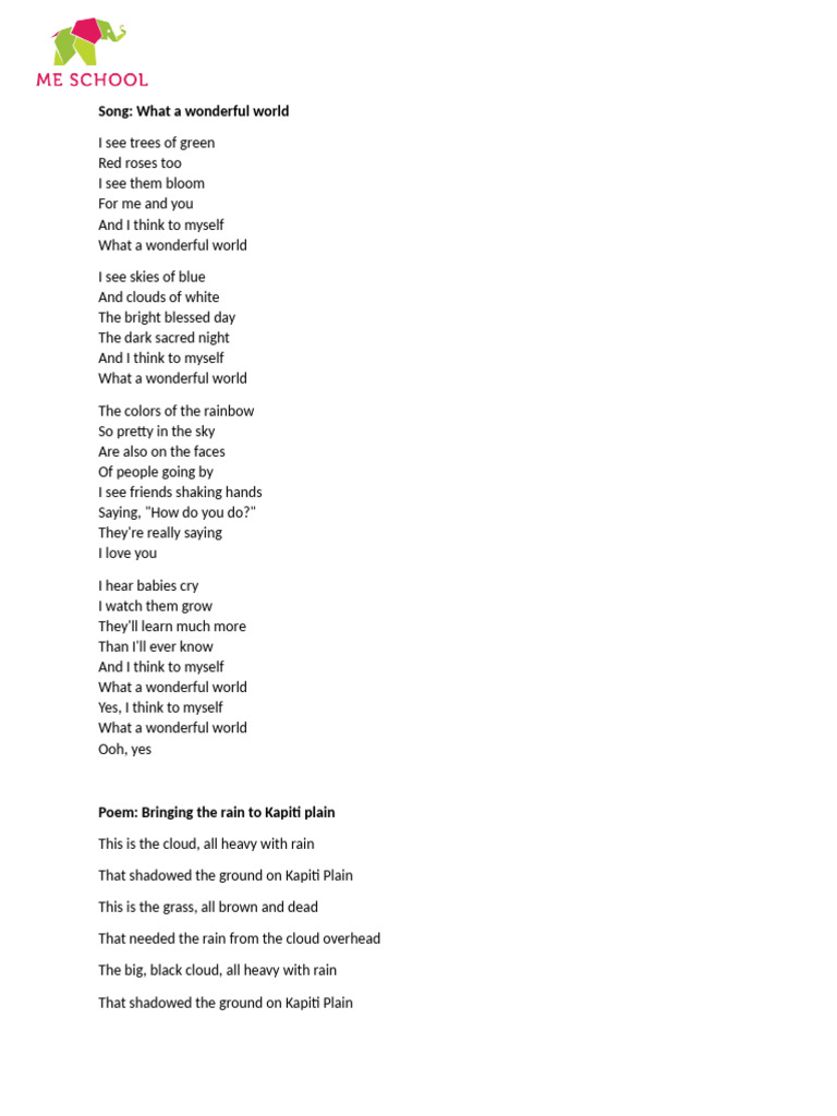 Bringing The Rain To Kapiti Plain Song and Poem Lyric | PDF | Sky