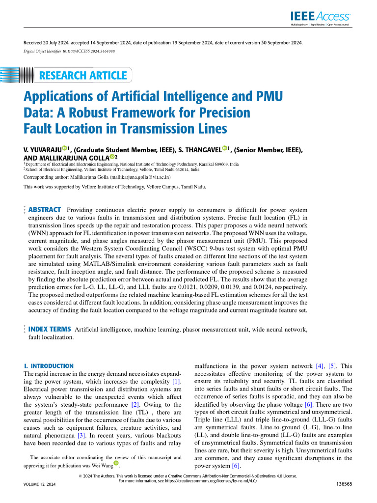 Applications of Artificial Intelligence and PMU Data A Robust Framework ...