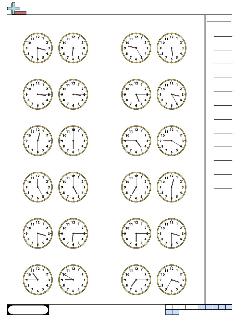 Clock Time Identification Worksheet | PDF