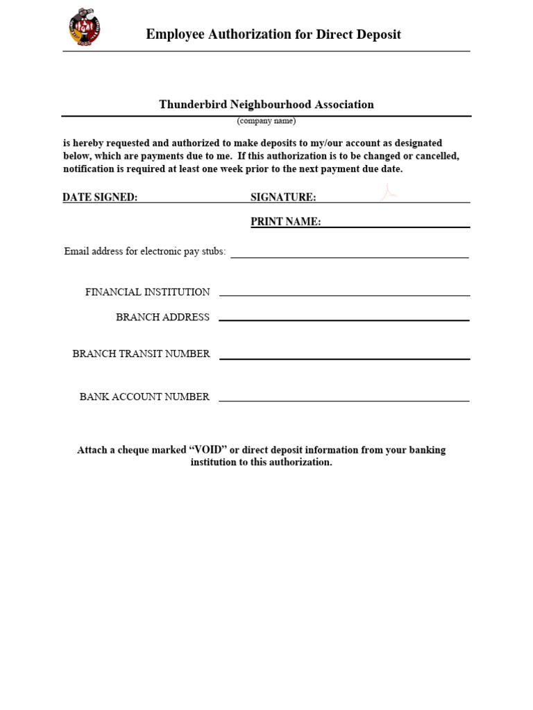 TNA - Employee Direct Deposit Form | PDF