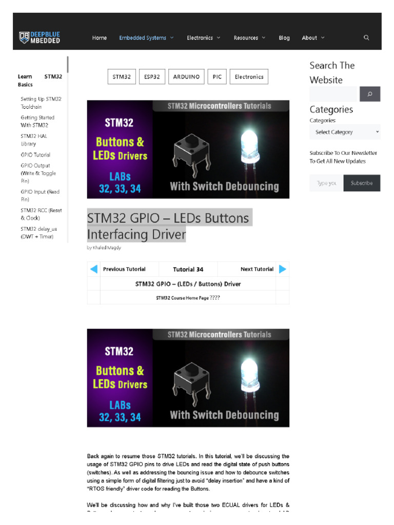 STM32 GPIO – LEDs Buttons Interfacing Driver | PDF