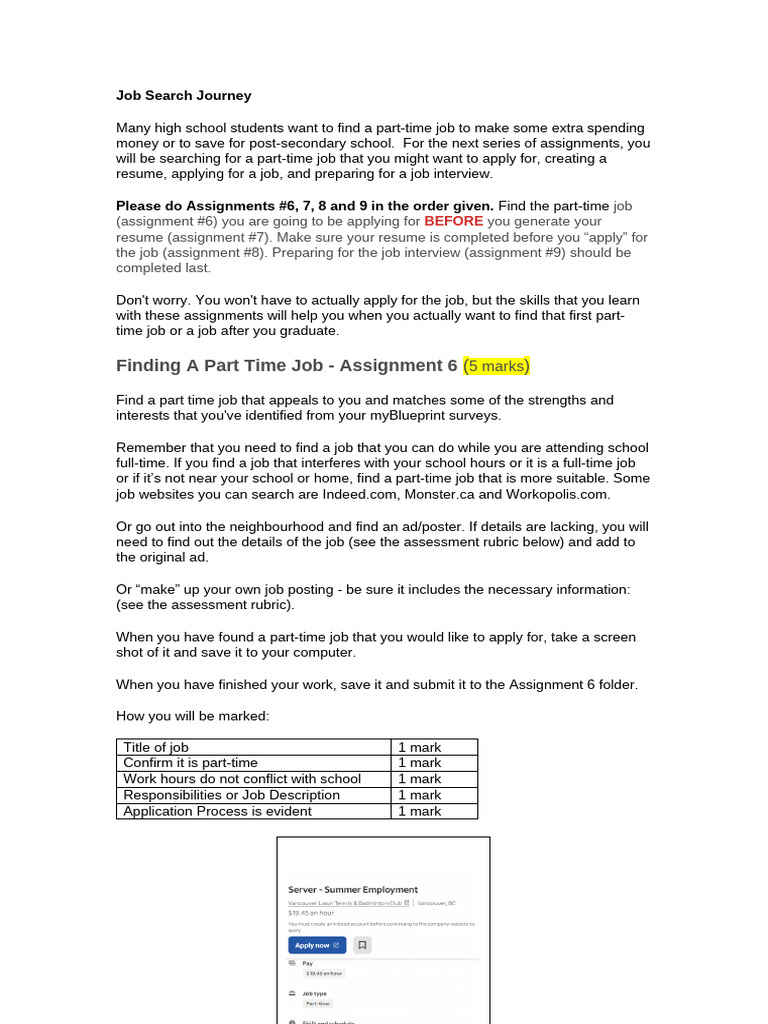Assignment7 Part-Time Job Search 1380268 Victor Chow | PDF