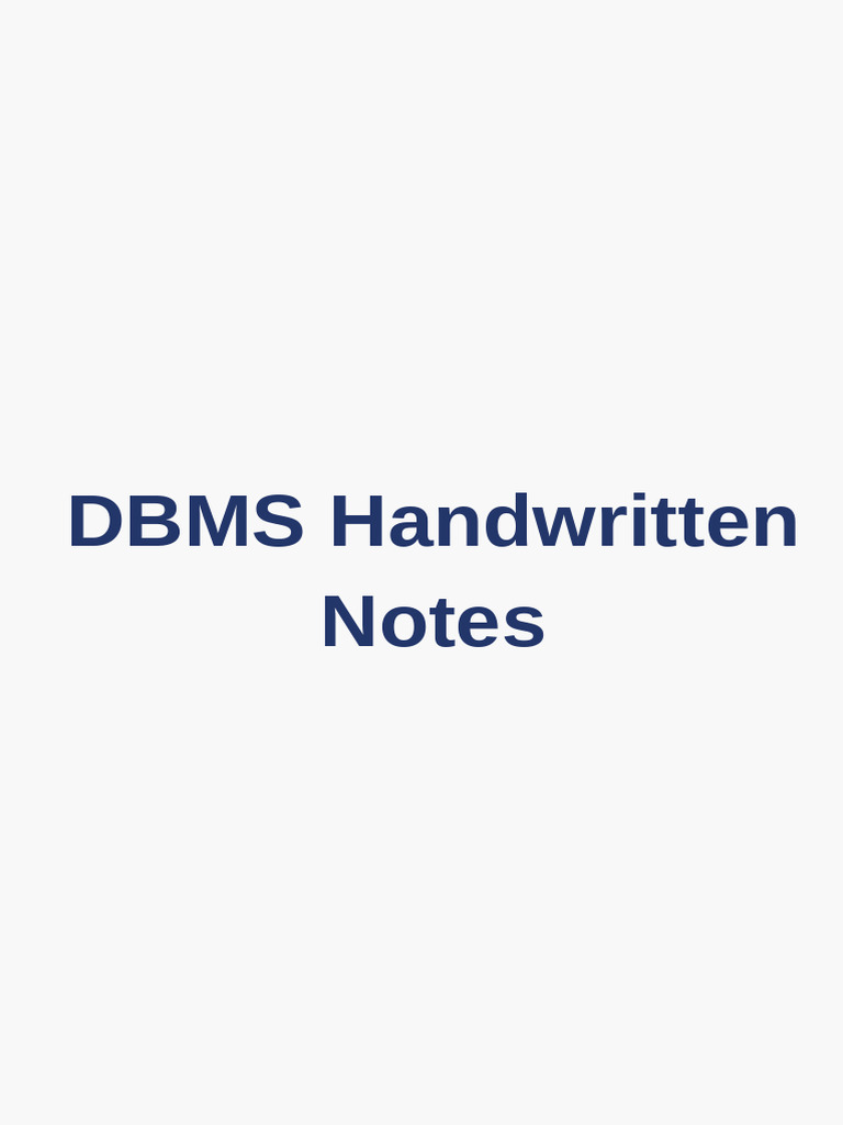 DBMS Hand Written Notes | PDF