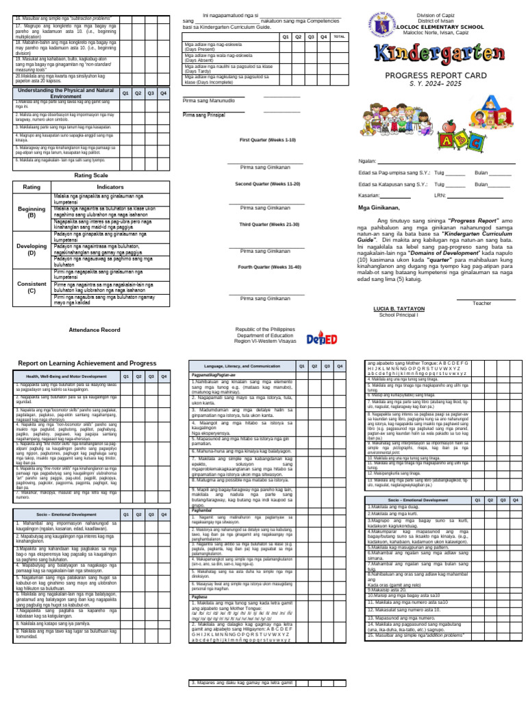 Kinder Progress Report Card - 20final | PDF