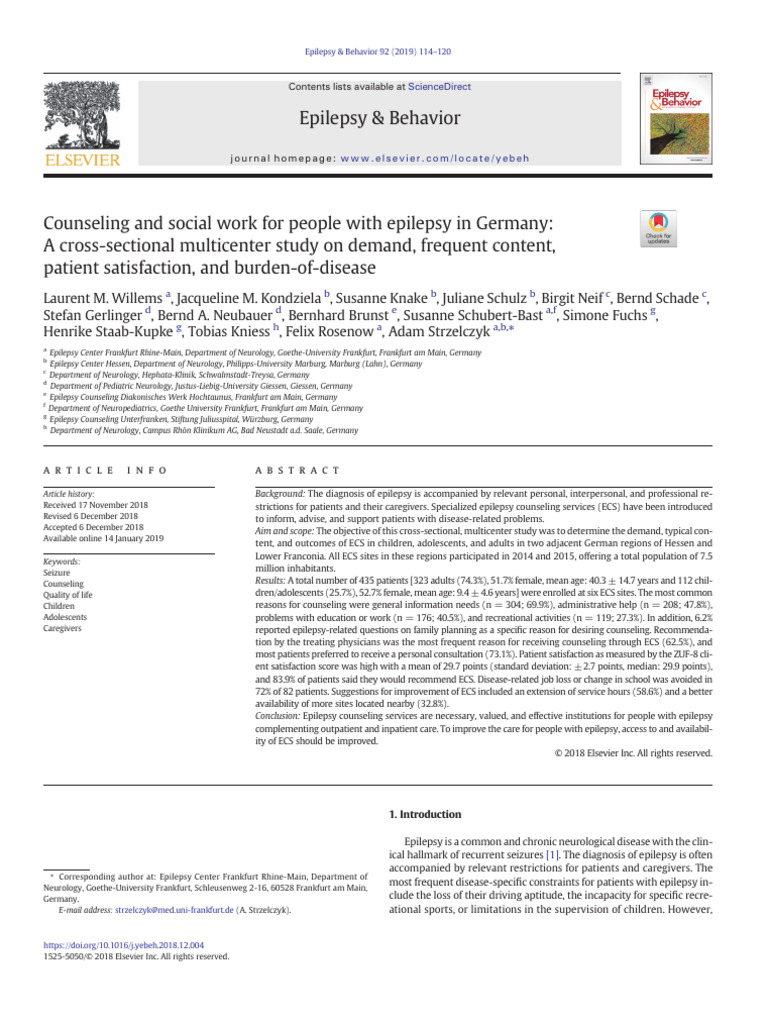 Epilepsy & Behavior: Contents Lists Available at | PDF | Epilepsy ...